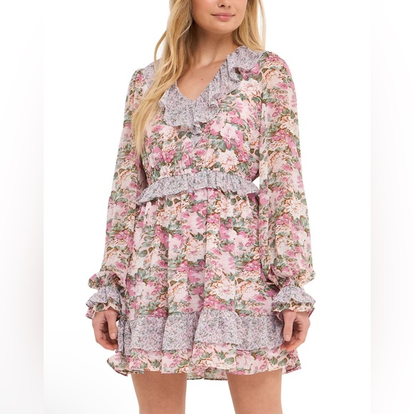 Free the Roses | Dresses | Nwt Free The Roses Ruffle Trim Floral Retro ...